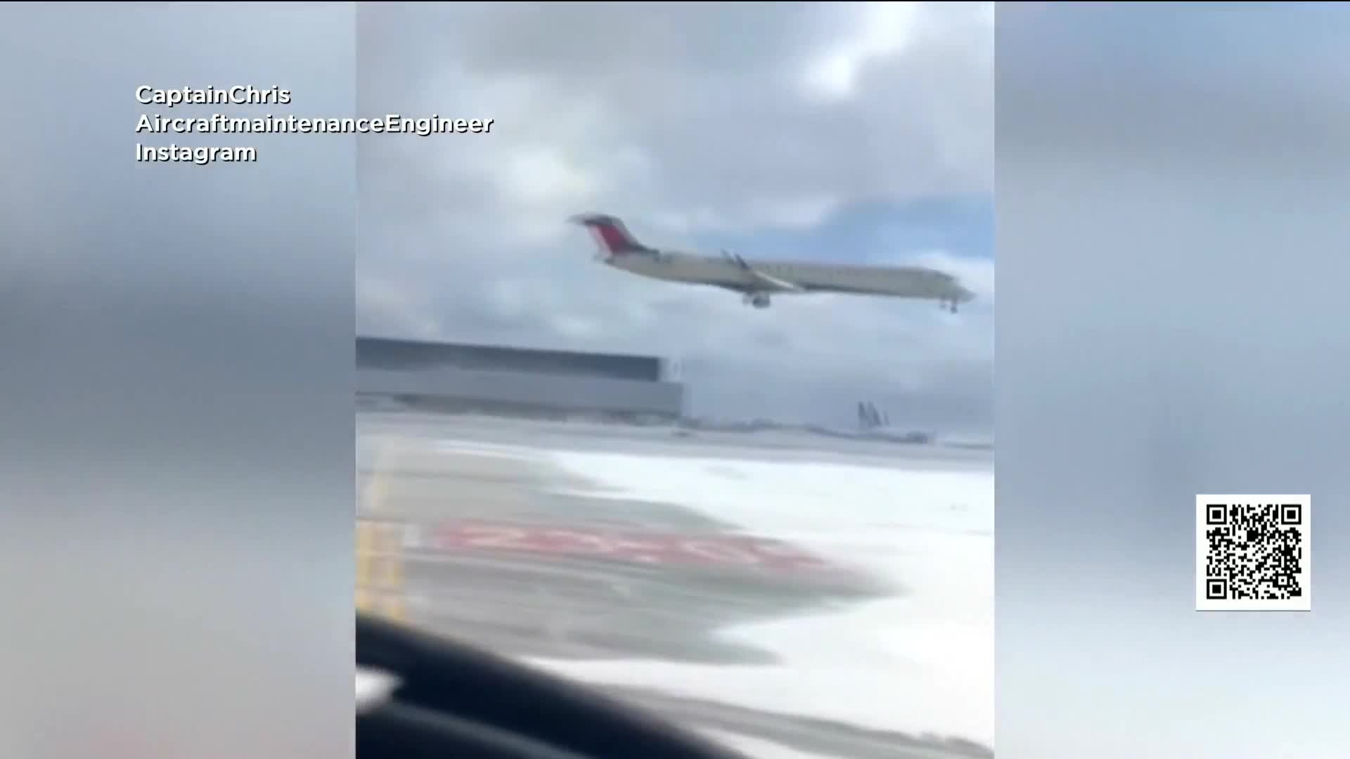 Watch Delta flight flip over while landing