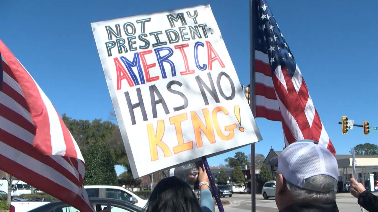 Dozens gather at Summerville Town Hall to protest Trump administration