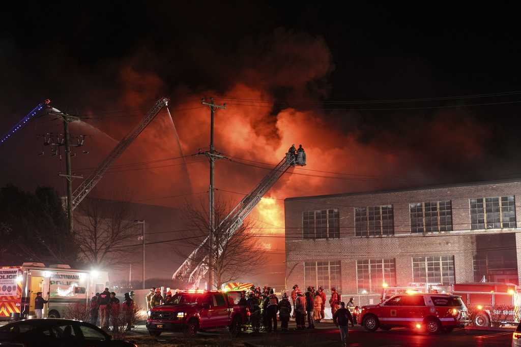 Massive four-alarm fire erupts after multiple explosions at PA warehouse