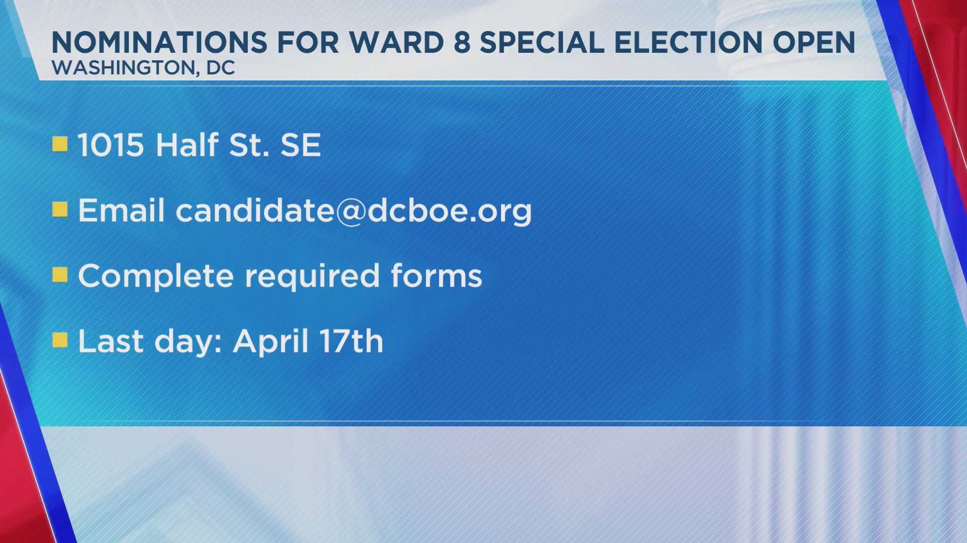 Ward 8 special election in DC open