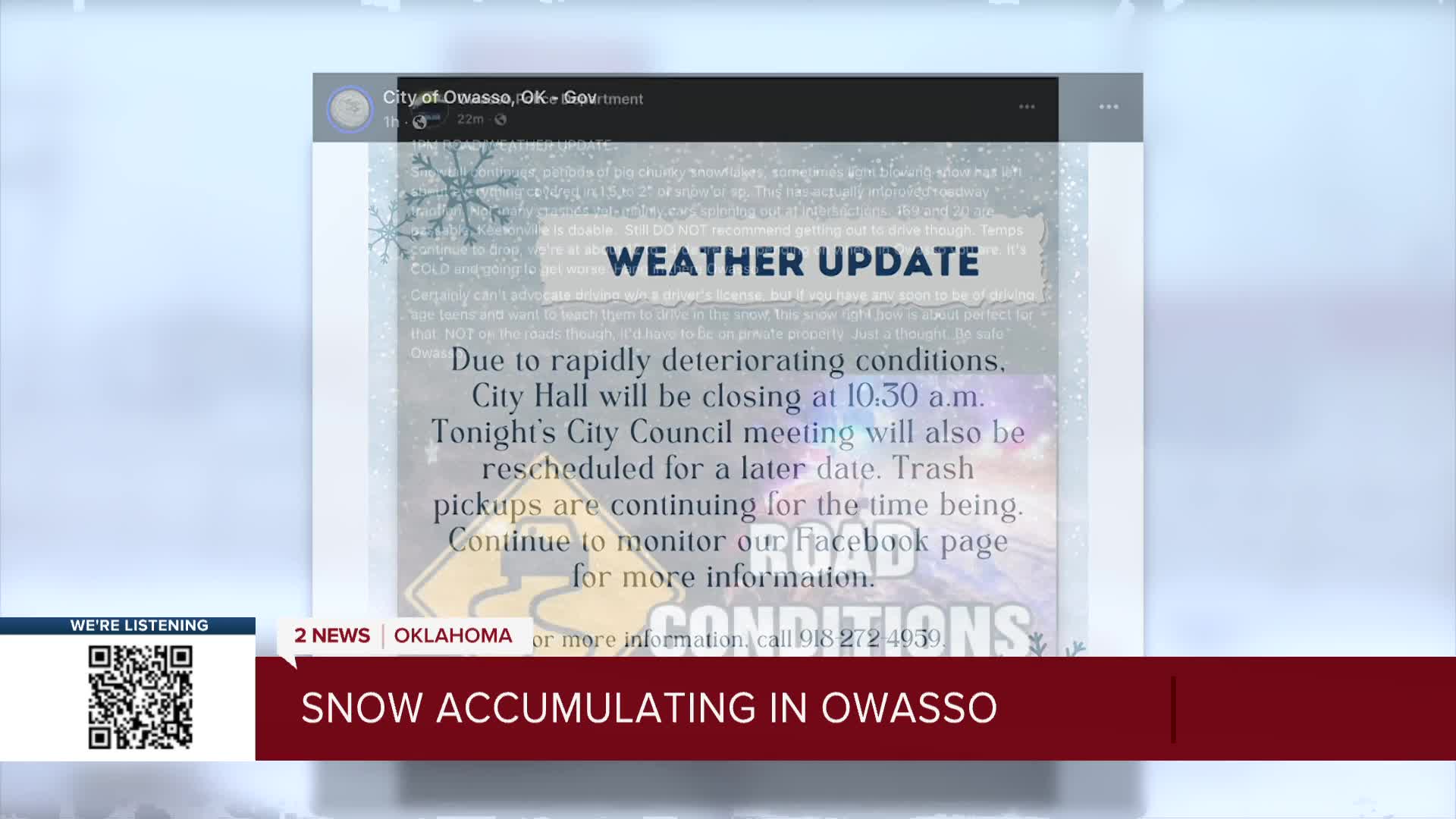 Snow accumulating in Owasso during Feb. 18 winter storm