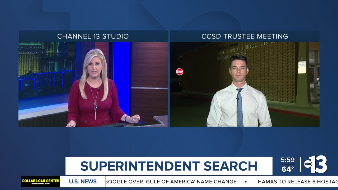 Live coverage outside the CCSD trustee meeting for superintendent finalists