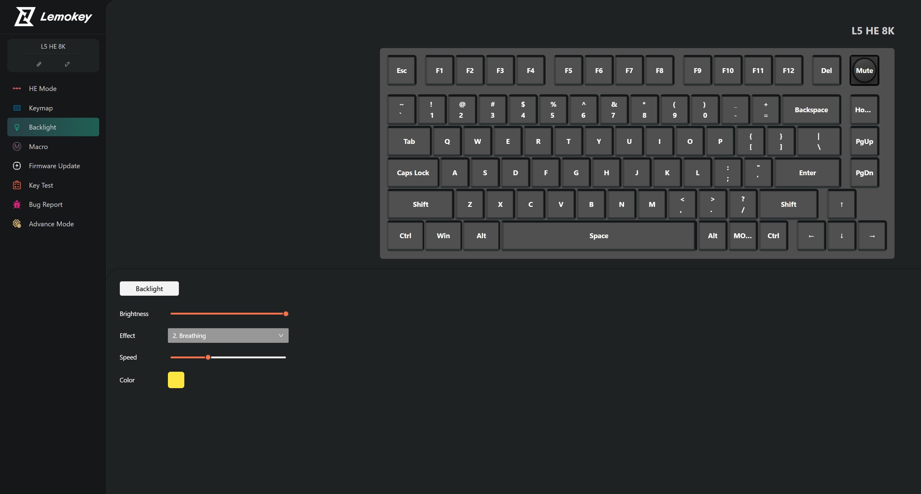 Lemokey L5 HE 8K - Software