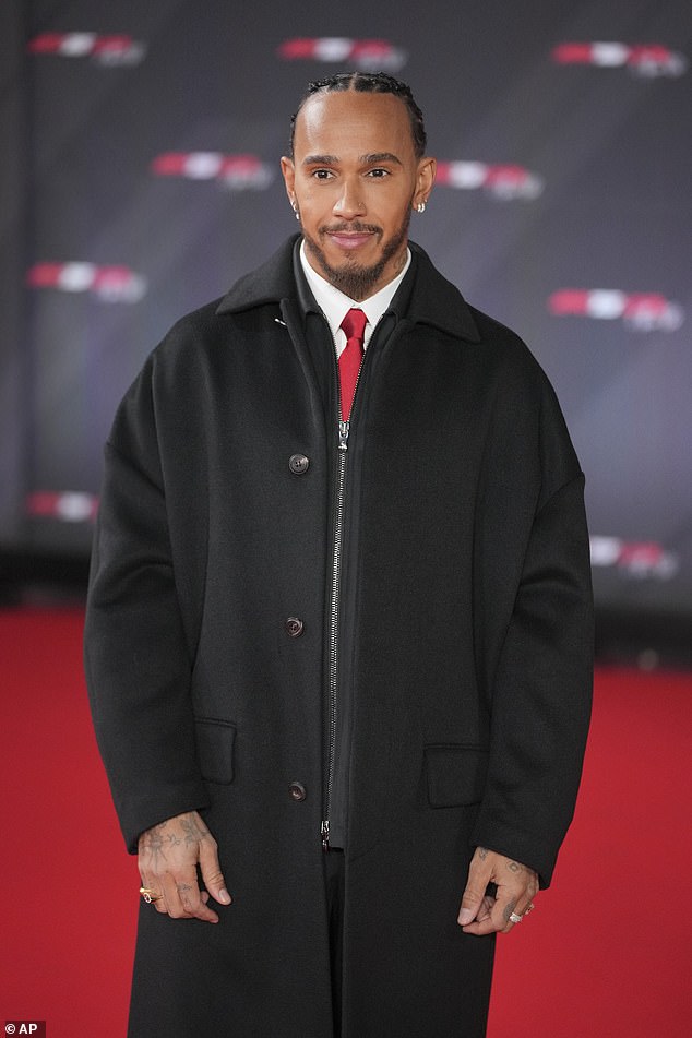 Lewis Hamilton is joined by Christian Horner and wife Geri on the red ...