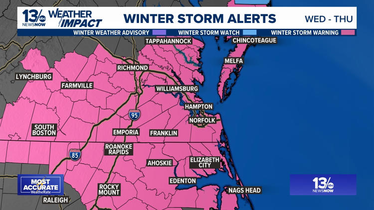 Mid-Week Winter Storm: How much snow will Hampton Roads and NC get this ...