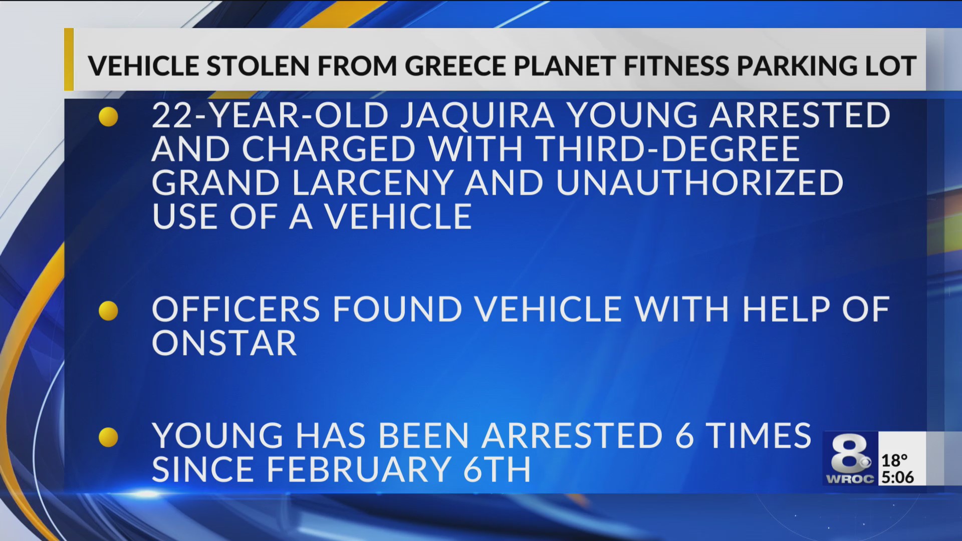 Woman accused of stealing vehicle from Greece parking lot