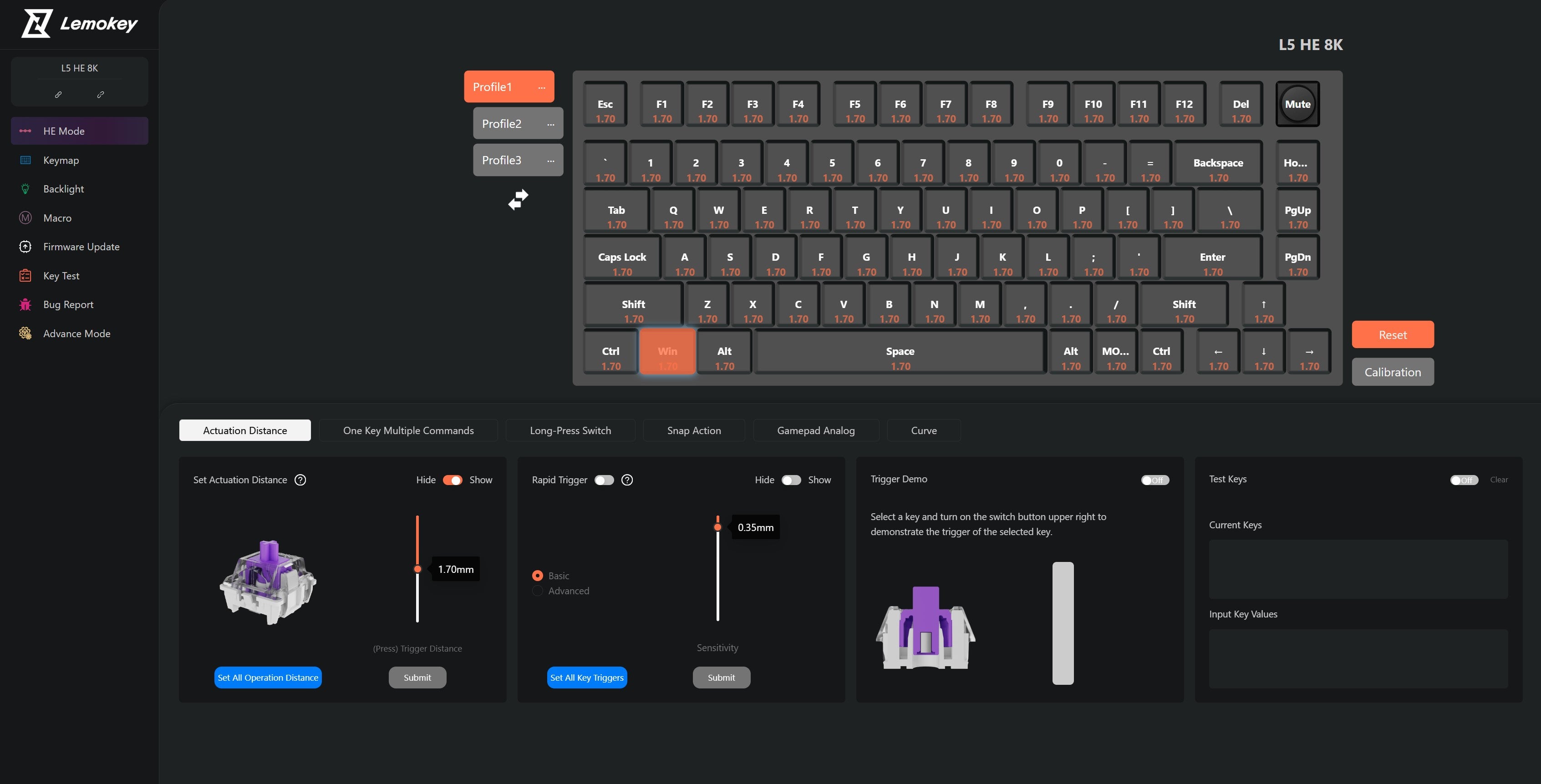 Lemokey L5 HE 8K - Software