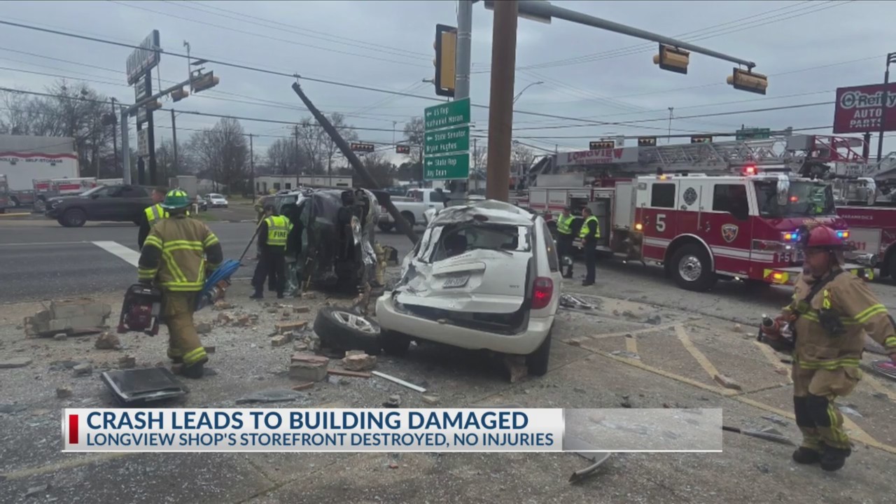 Longview business storefront destroyed following car crash