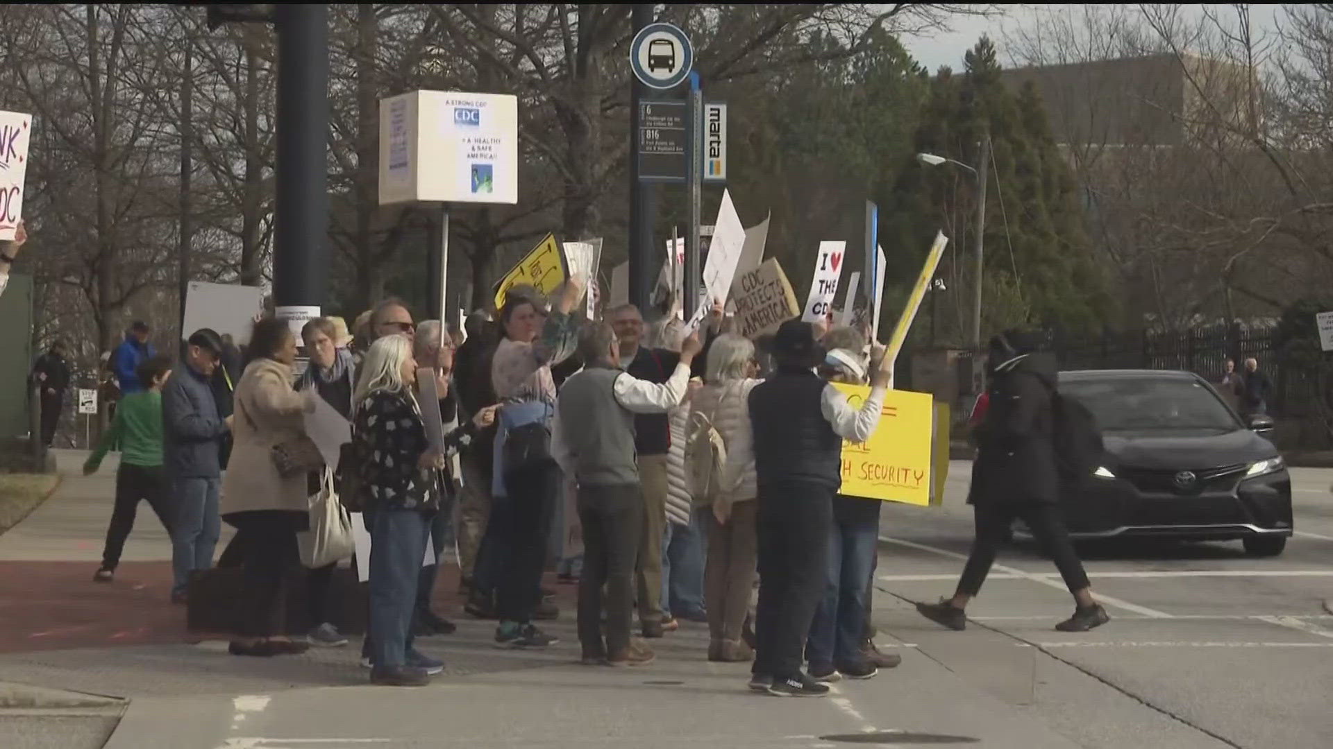 Protesters rally against layoffs at CDC