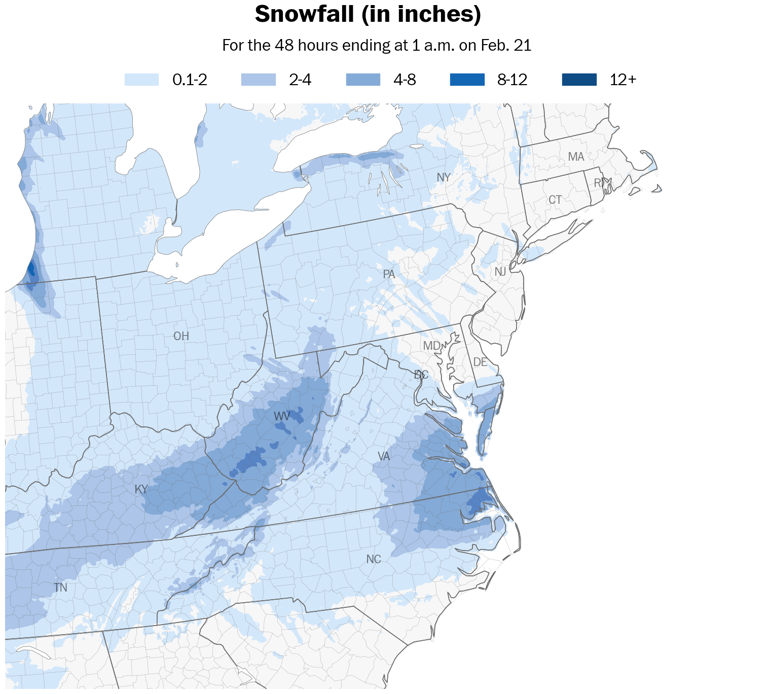 Heavy snow will hit Virginia, Maryland and Carolinas as storm tracks east