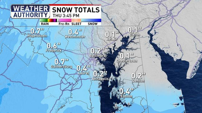 Snow stays south with minimal impacts in Maryland