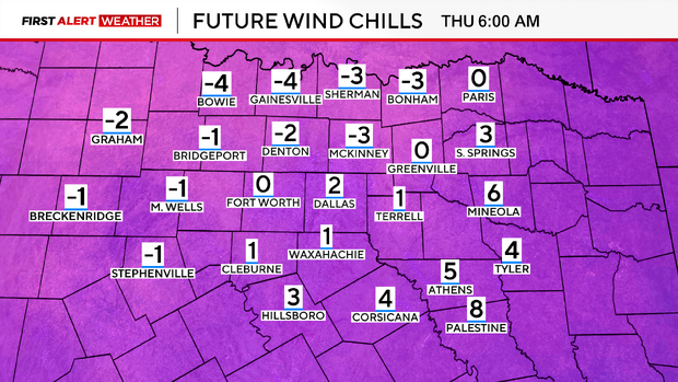 Record low temperatures are possible in North Texas Thursday morning