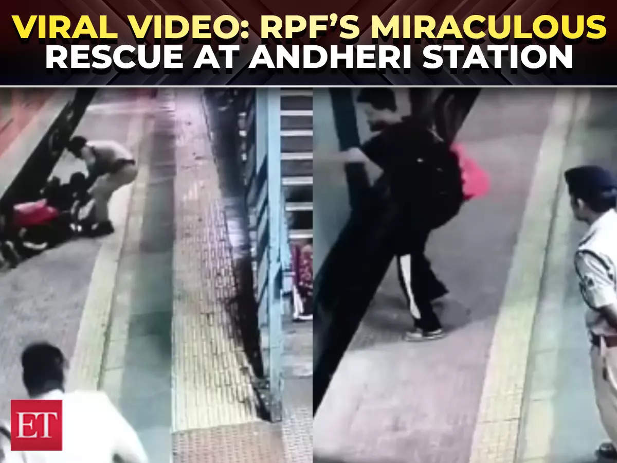 Viral video | Miraculous rescue at Andheri station: RPF officer saves ...