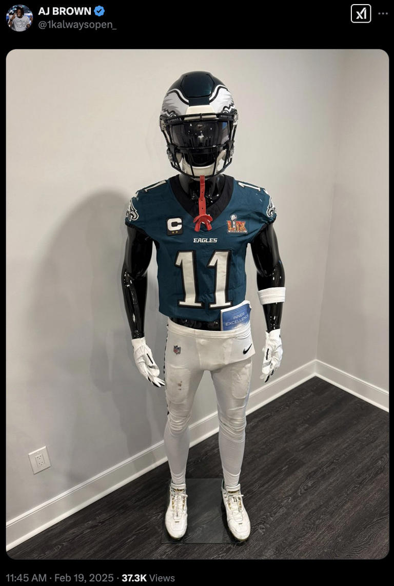 A.J. Brown has an interesting display for his Super Bowl winning game ...