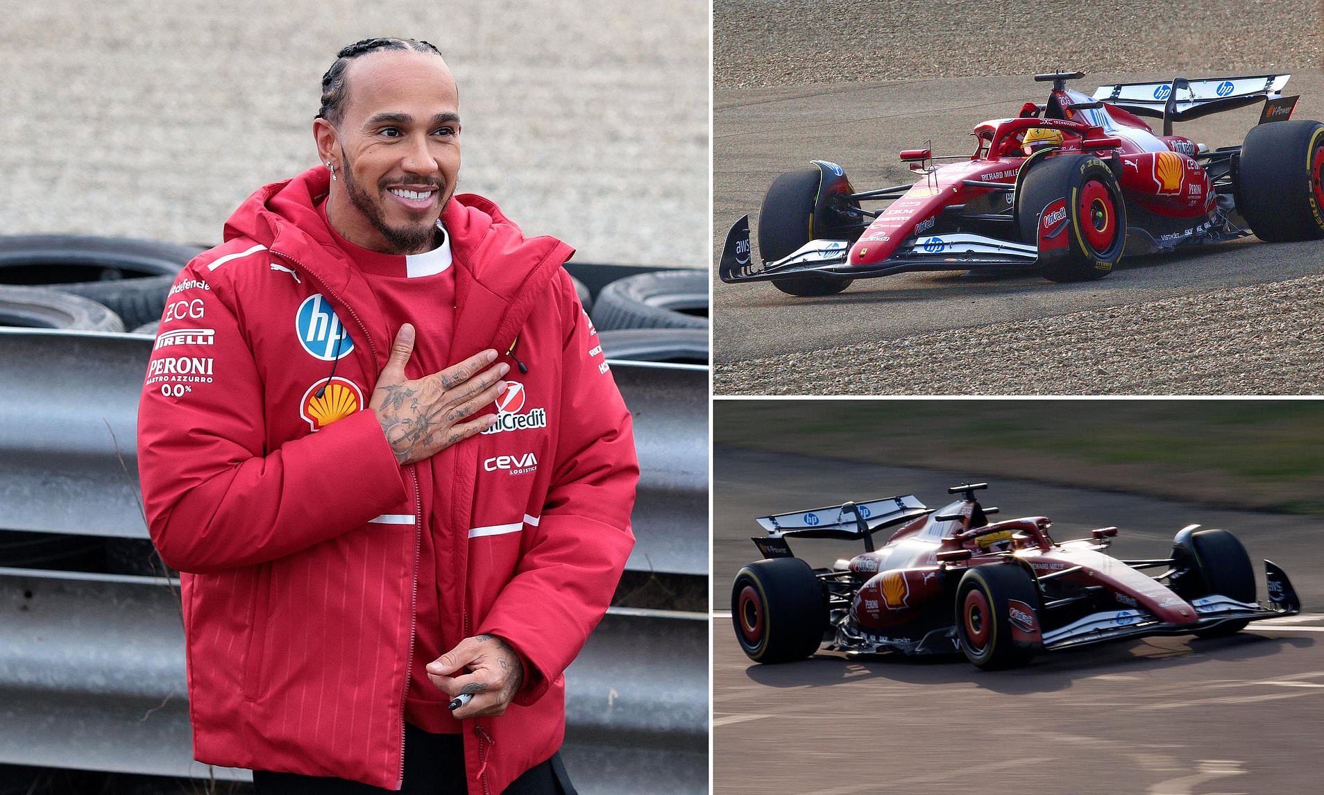 Lewis Hamilton hits the track in new Ferrari car for the first time ...