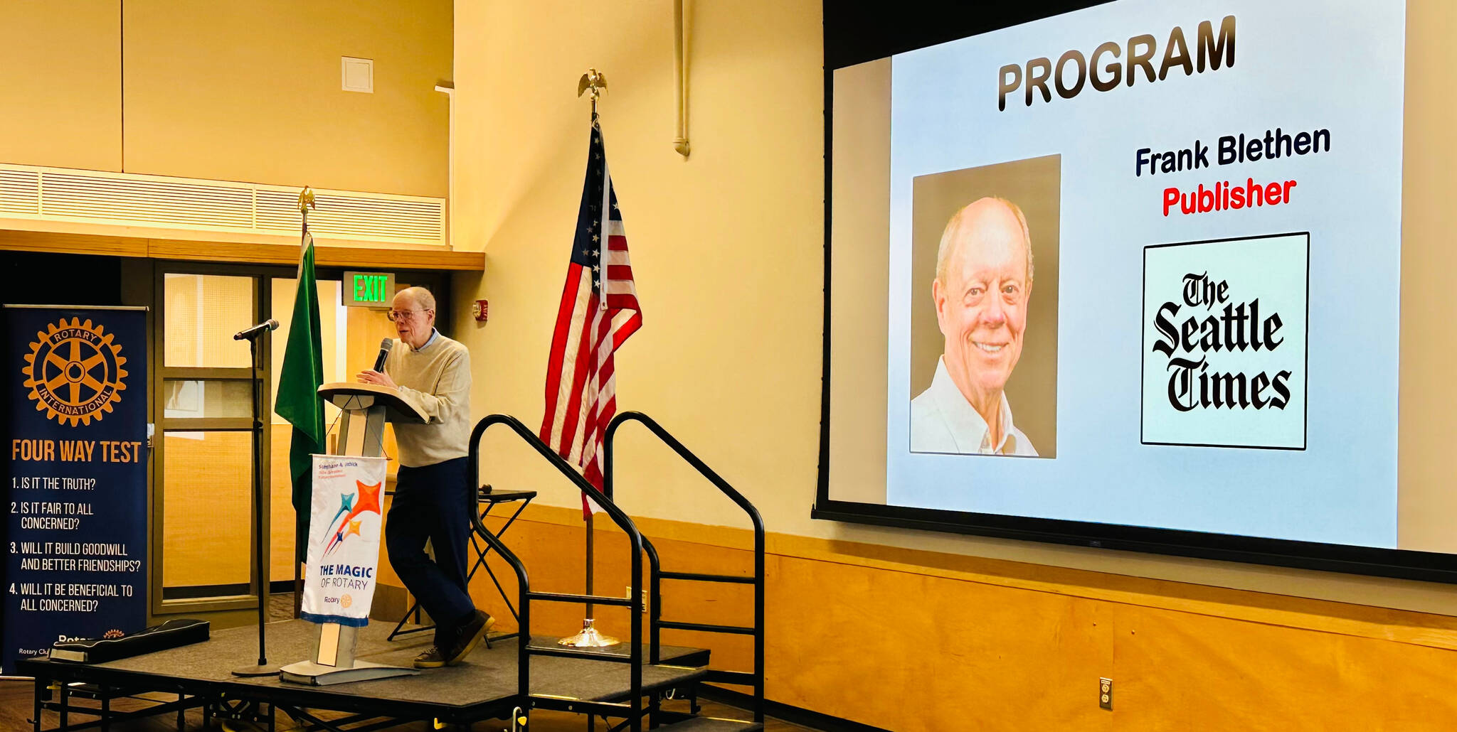 Blethen discusses Seattle Times at Rotary meeting