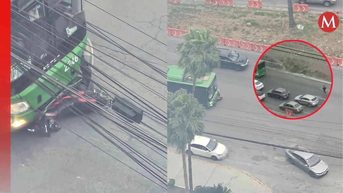 Chofer de ruta urbana arrastra motocicleta por varios metros y joven lo ...