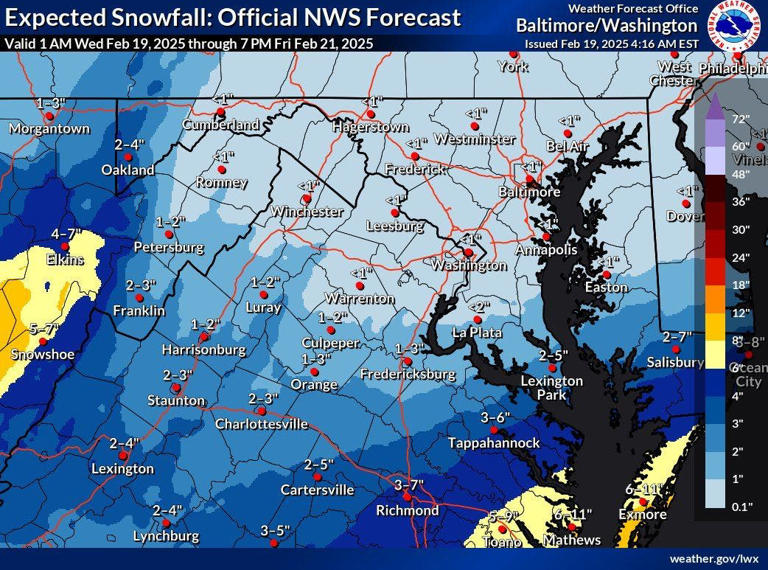 Snow Forecast: Dusting In Central MD, More Snowfall On Edges Of State