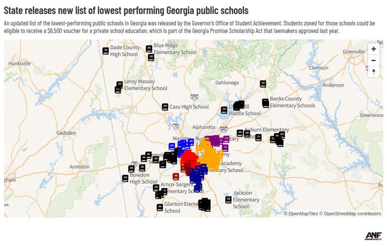 State releases new list of lowest performing Georgia public schools