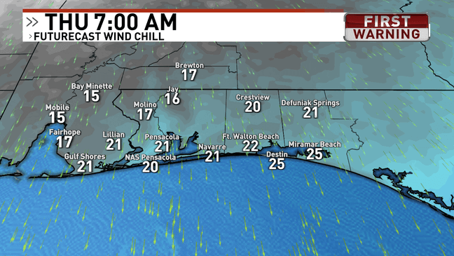 Cold Weather Advisory: Temperatures drop below freezing in NW Florida