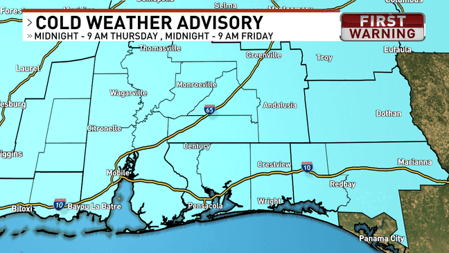 Cold Weather Advisory: Temperatures drop below freezing in NW Florida
