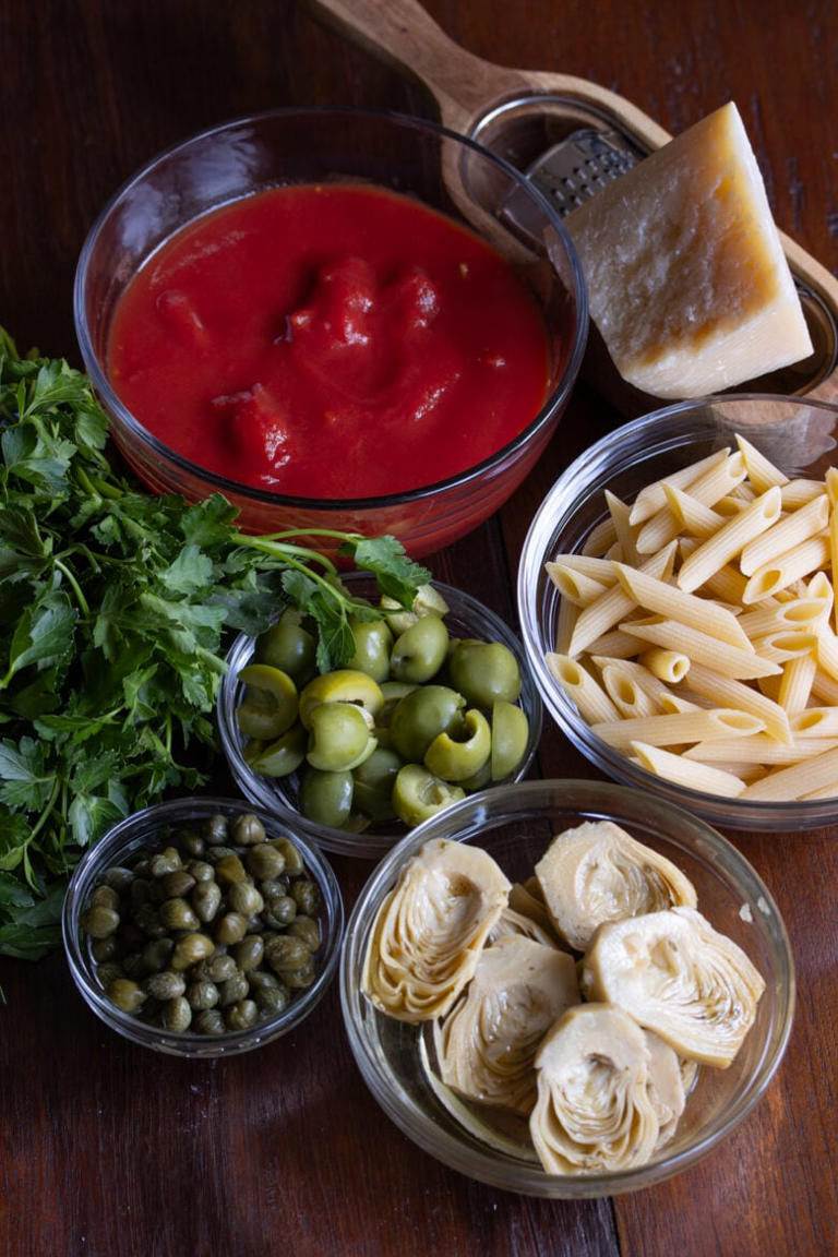 The Quick Dinner Of Penne Pasta with Tomatoes, Olives, and Artichokes