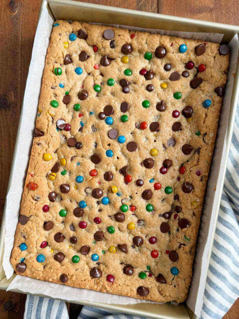Easy Monster Cookie Bars (Soft and Chewy)
