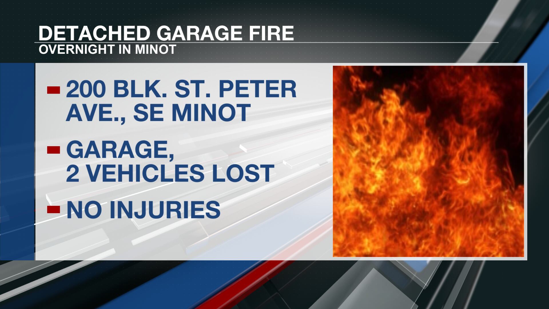 Minot fire crews respond to overnight detached garage fire