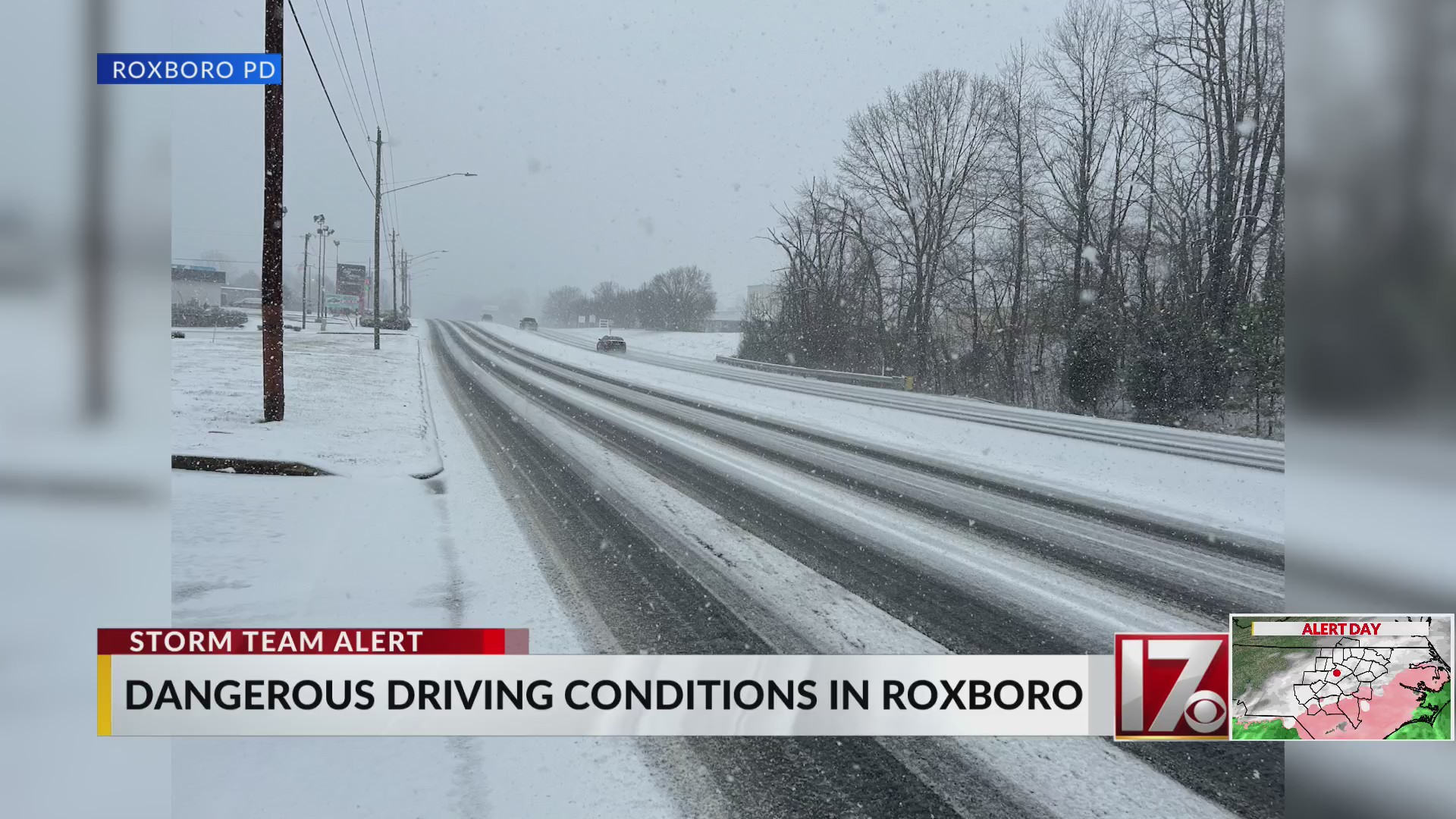 Dangerous driving conditions in Roxboro