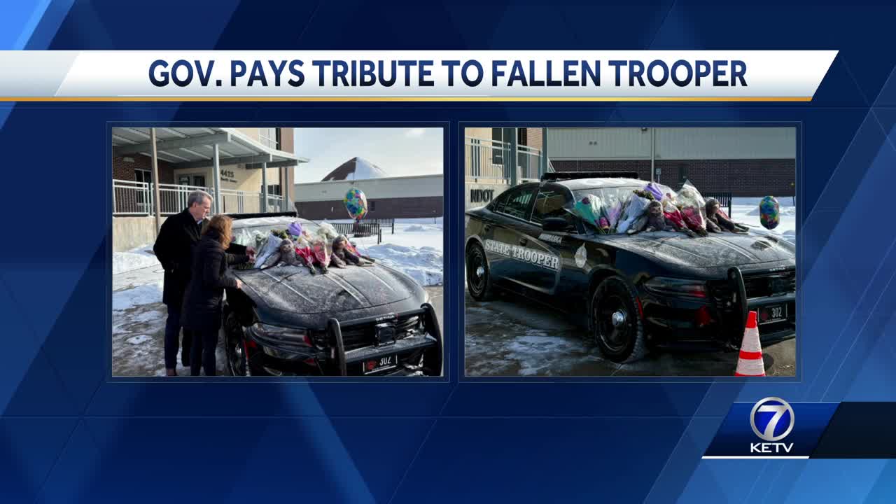Nebraska Gov. Jim Pillen visits memorial for fallen state trooper Kyle ...