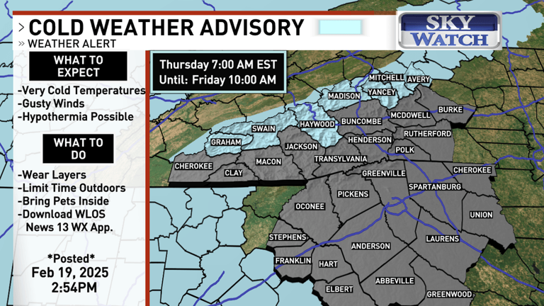 Cold weather advisory issued with wind chills and possible snow