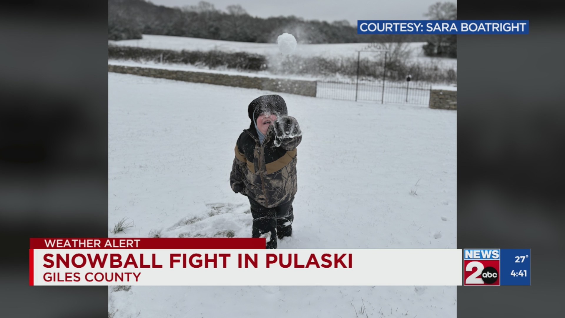Snowball fun caught on camera in Pulaski
