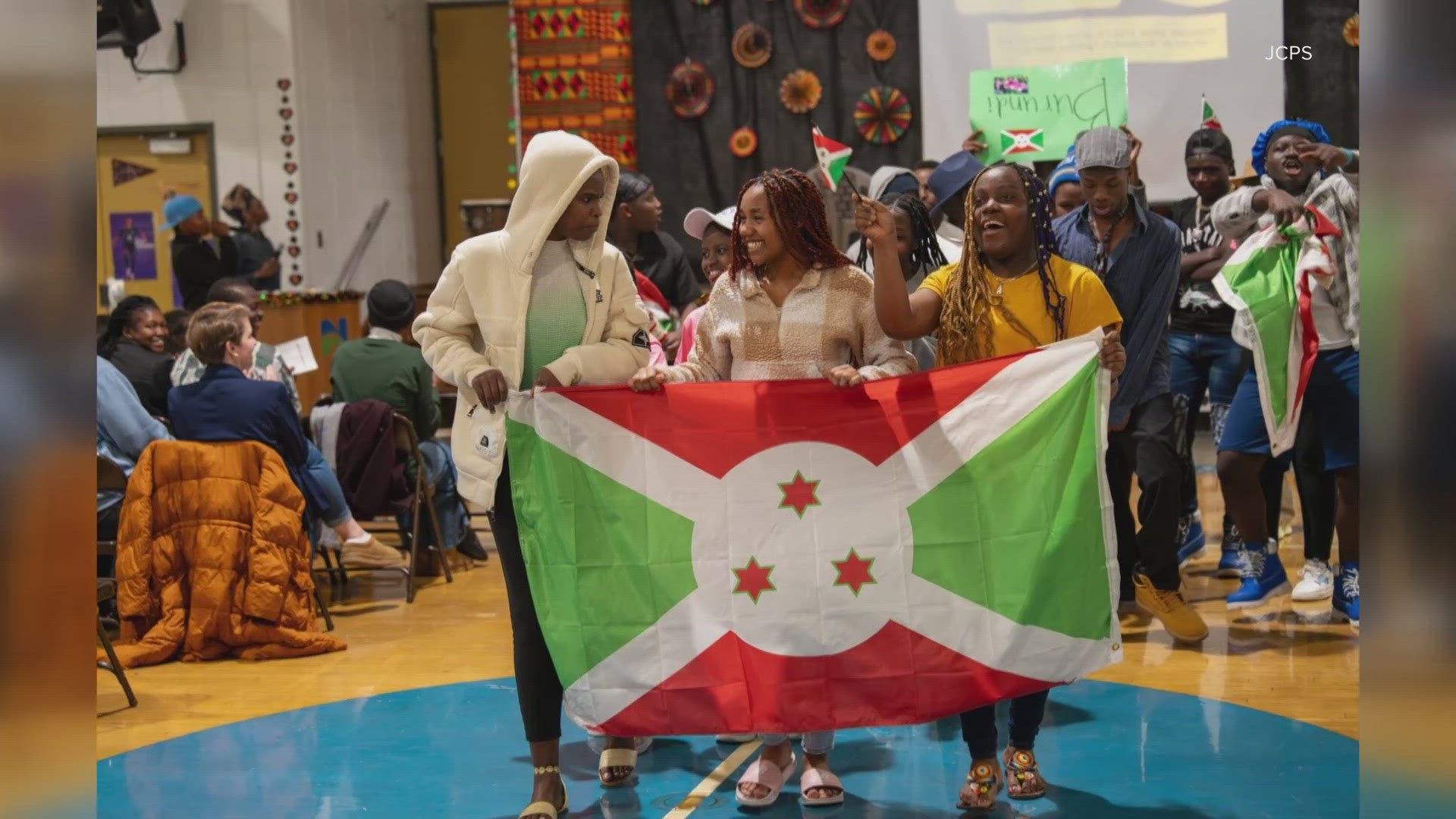 Students at Newcomer Academy celebrate home nations