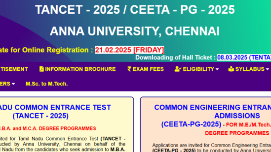 TANCET, CEETA PG 2025 registration ends tomorrow at tancet.annauniv.edu ... TANCET, CEETA PG 2025 registration ends tomorrow at tancet.annauniv.edu ...