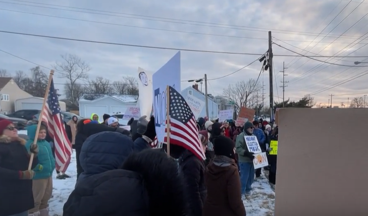 Rally held outside of Blue Ash Tesla protesting federal government layoffs