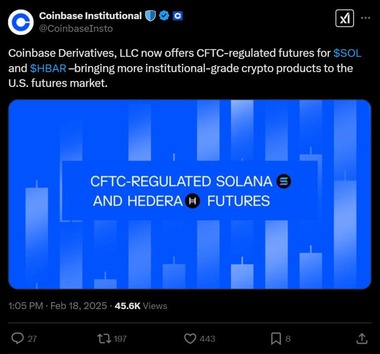 Coinbase launches CFTC-regulated SOL futures in US Coinbase launches CFTC-regulated SOL futures in US