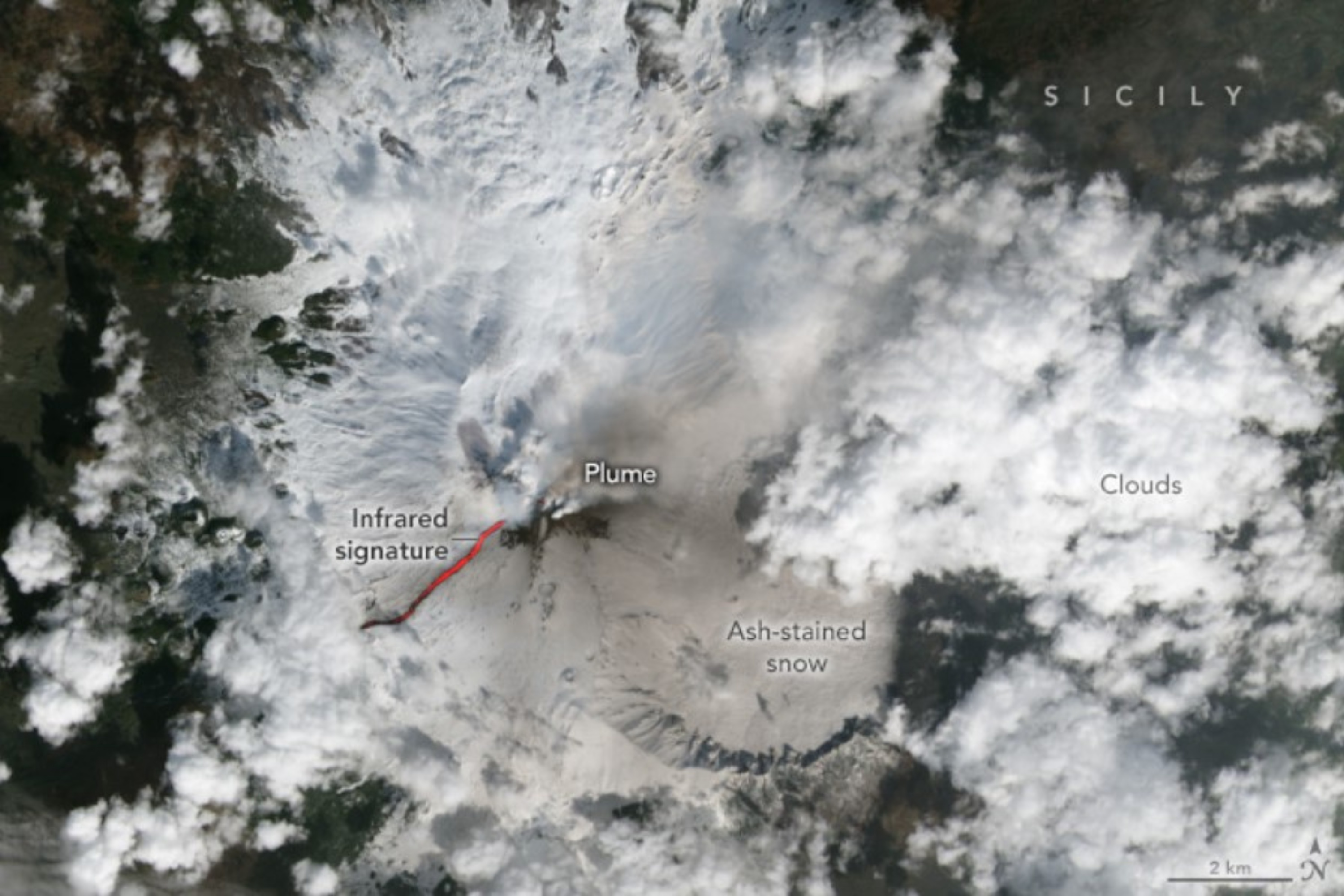 NASA Image Reveals Lava 'River of Fire' on Snowy Mountain
