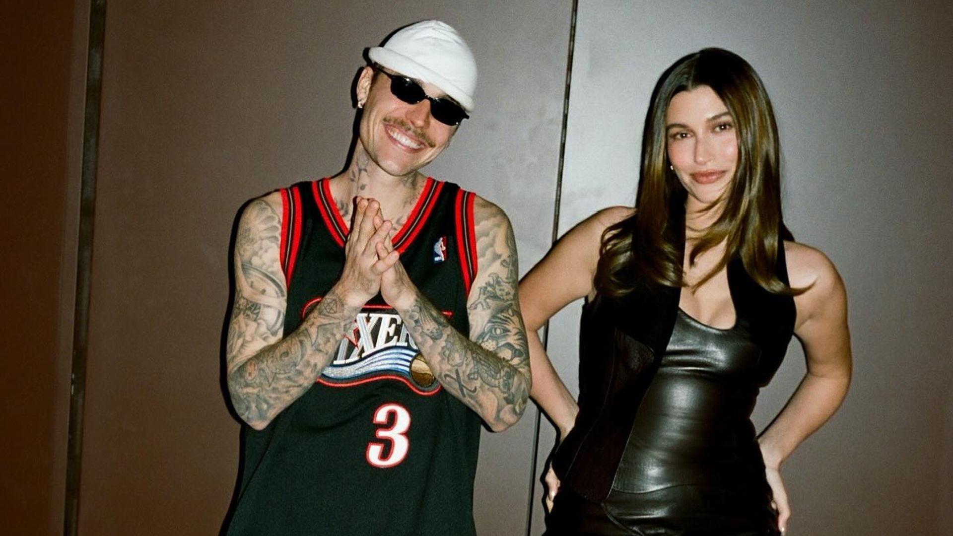 Hailey Bieber wows in sheer stockings and leather as she proves Justin ...