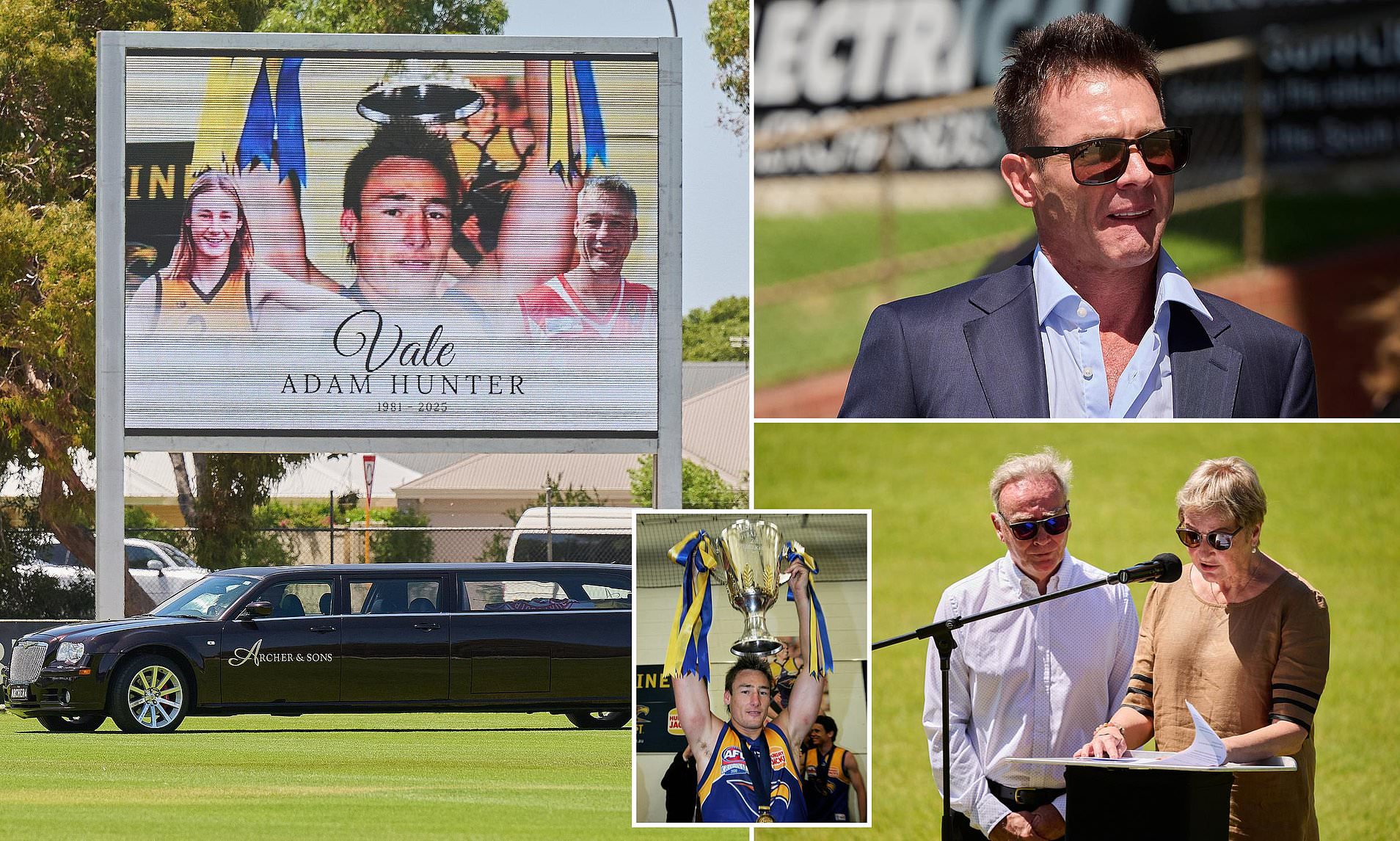 Footy greats, family members and friends gather to remember Adam Hunter ...