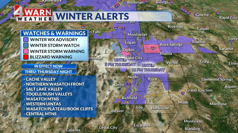 Winter alerts put in effect for northern Utah as winter storm rolls through