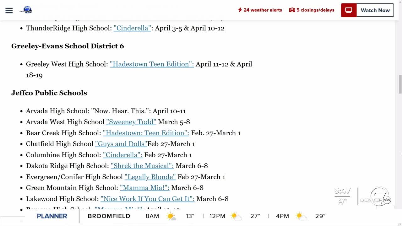 Spring musicals return to Colorado high school stages for the 2025 season