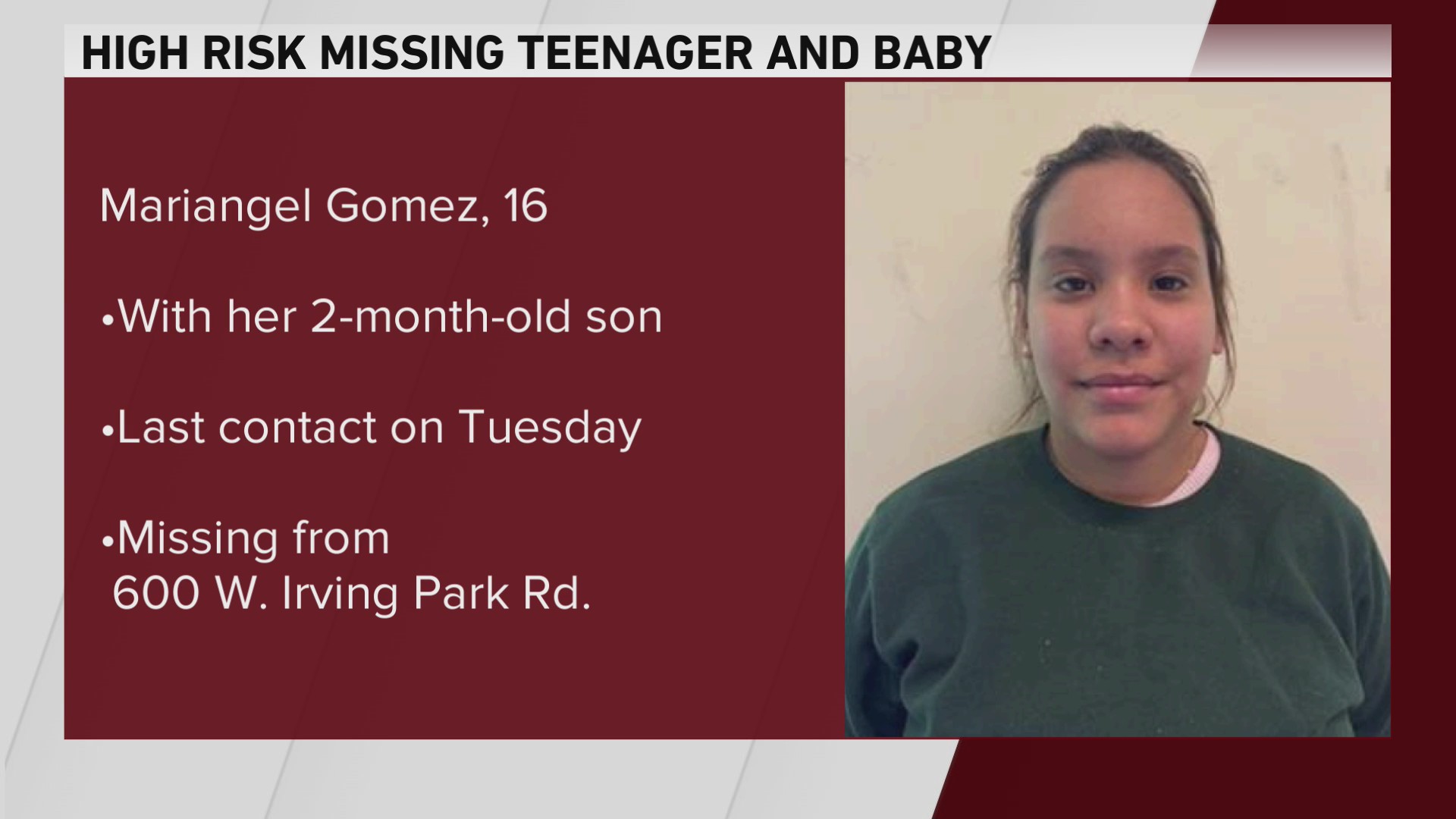 'High-risk' teen and 2-month-old son missing from North Side: CPD