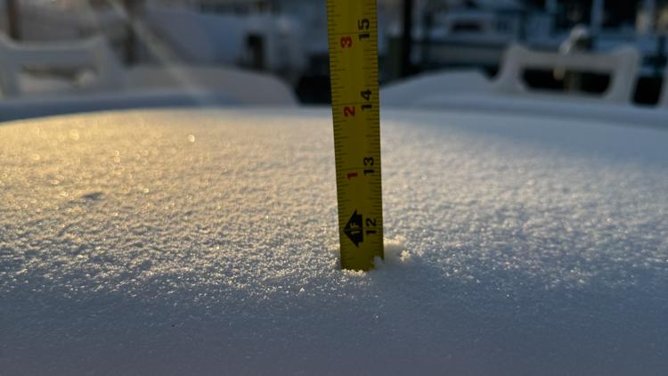 Reported snow totals across Hampton Roads, northeast NC