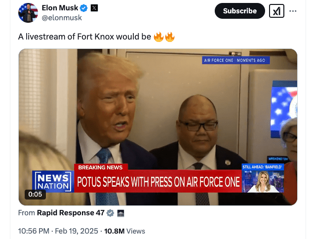 Trump vows Fort Knox gold audit; prediction markets react