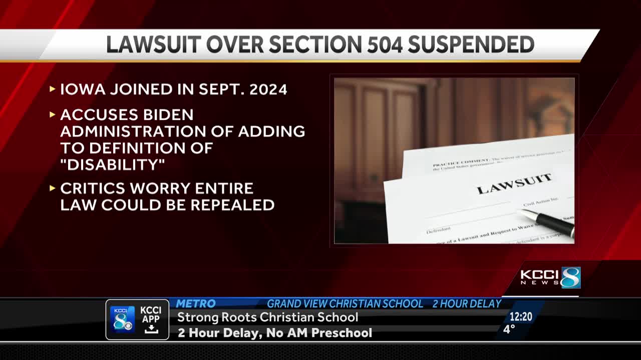 Iowa AG says lawsuit over Section 504 is suspended