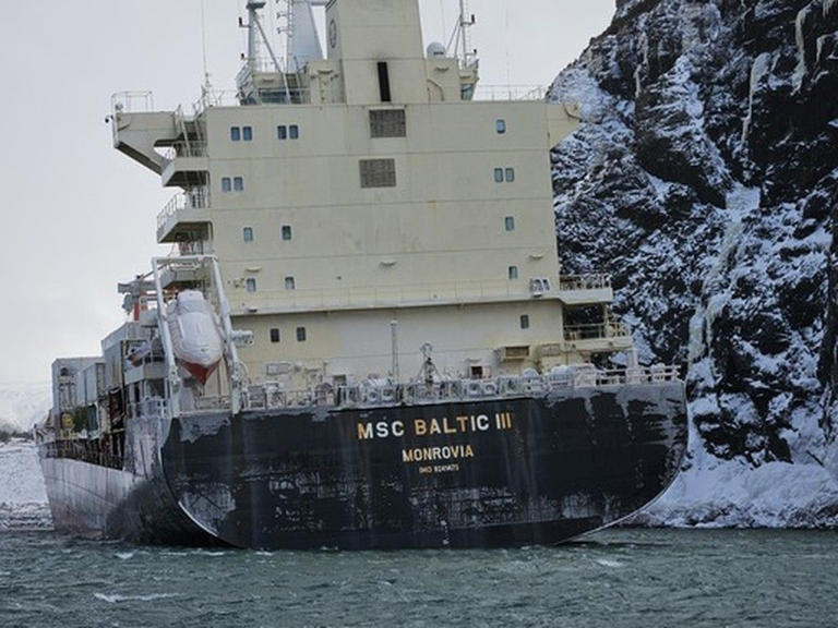Depths of hull: MSC Baltic III’s wedged stern giving ship grounded in ...