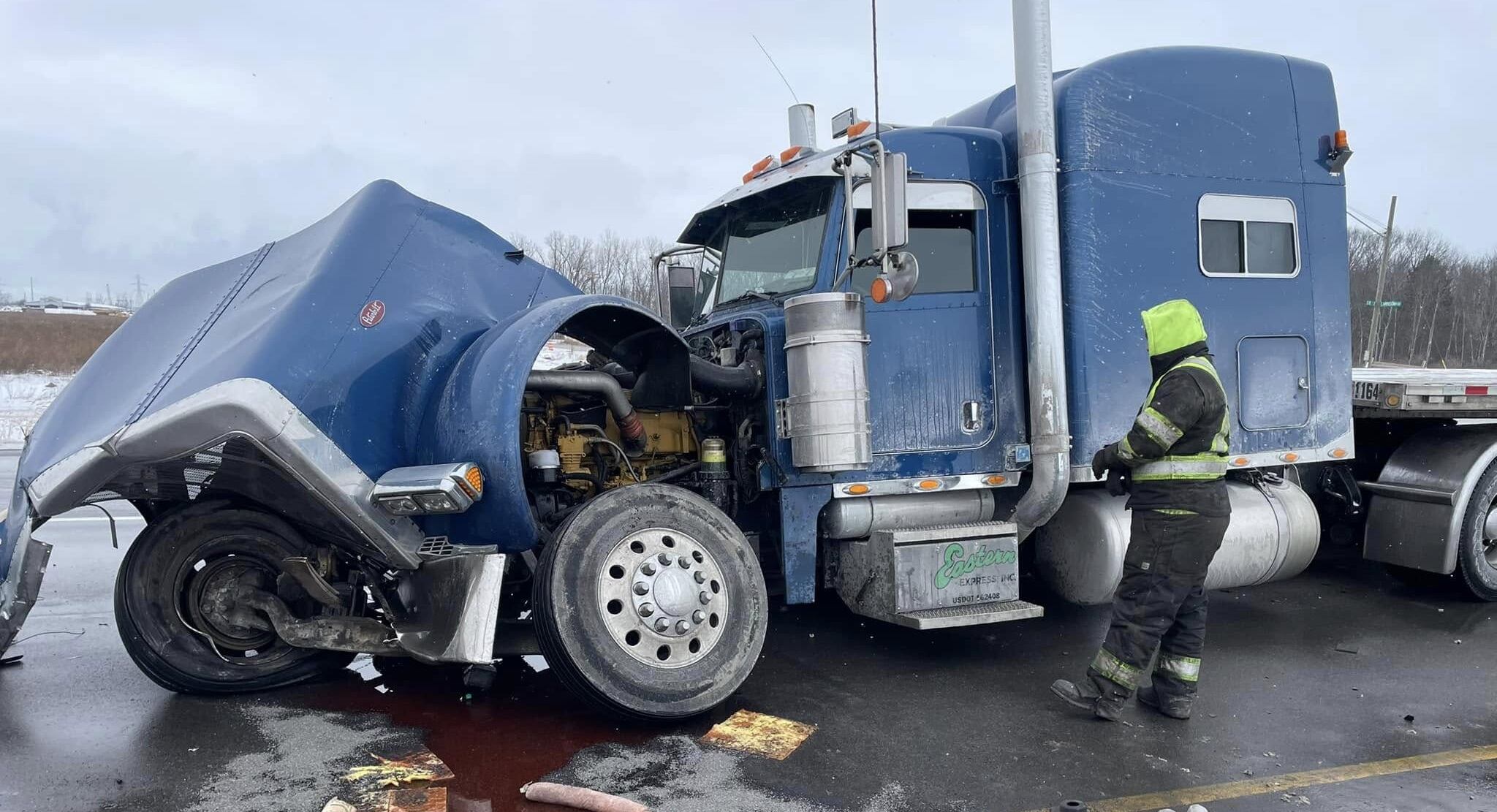 2 semis crash on State Road 2 in St. Joseph County
