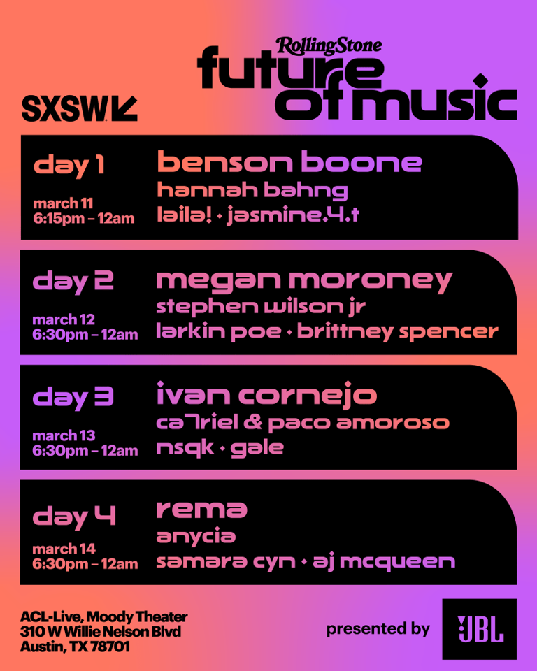 Benson Boone, Megan Moroney, Ivan Cornejo, and Rema to Play Rolling ...