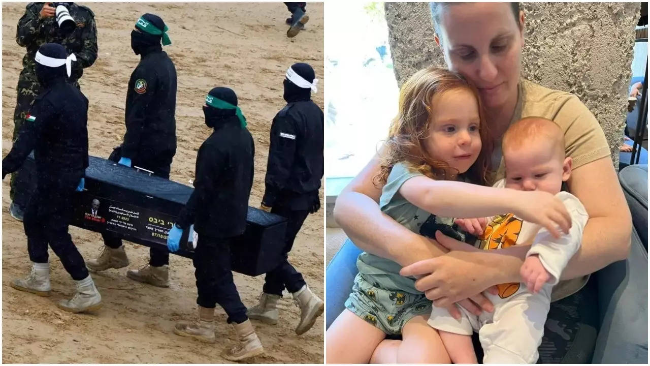 Hamas delivers two youngest hostages' mother's coffin with disturbing ...