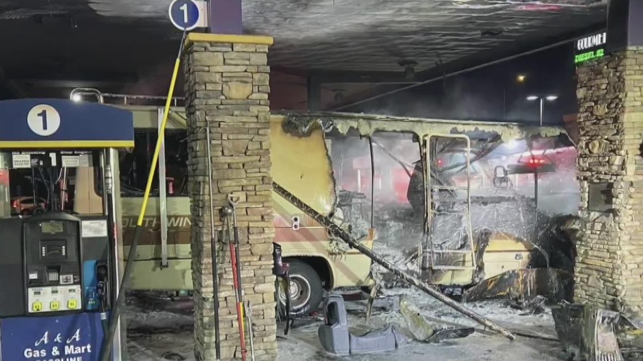 Fairfield gas station damaged after RV catches fire